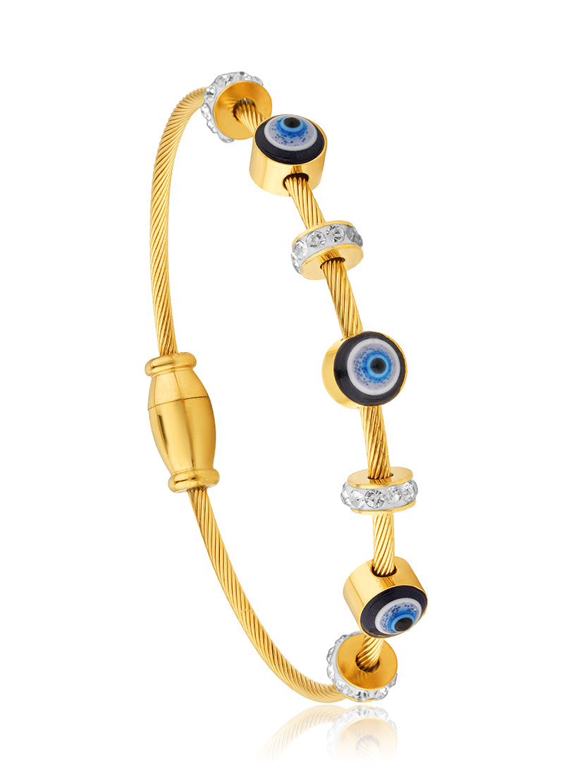 Evil Eye Bangle Bracelet | 18K Gold Plated | Elra