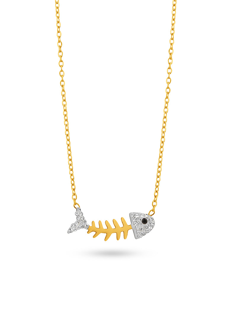 Buy Crystal Fin Necklace | 18K Gold Plated | Elra