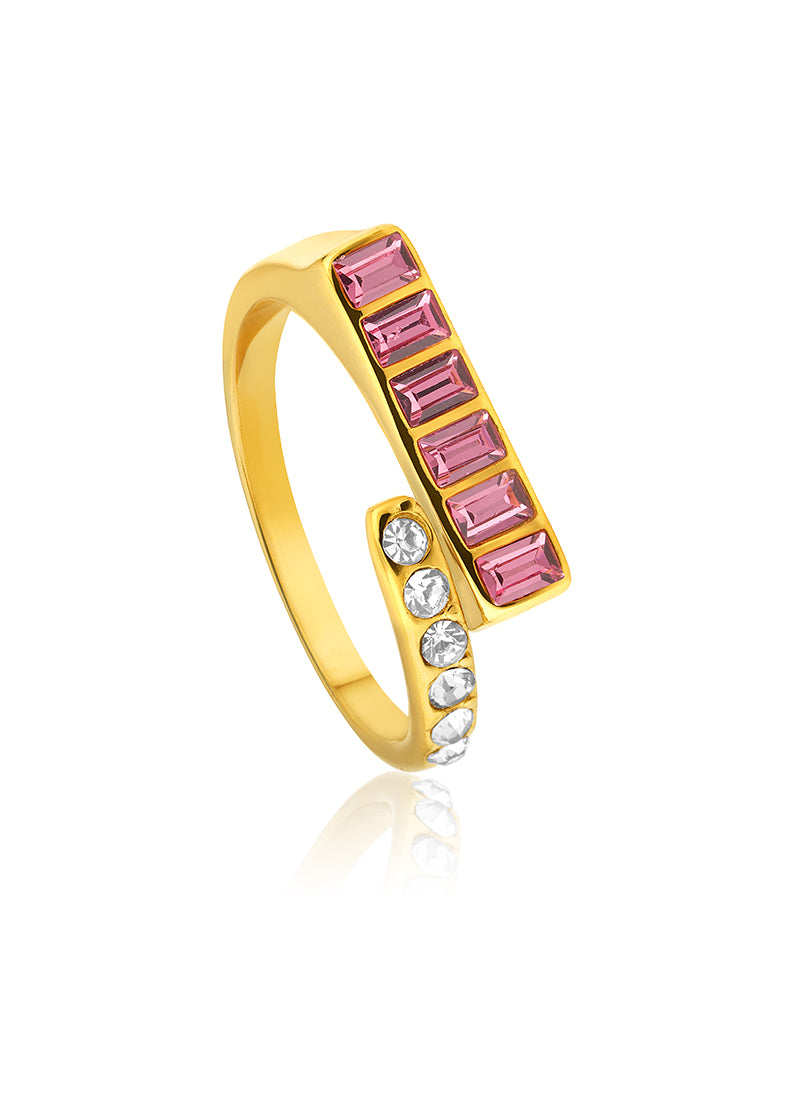 Rosé Crest Ring | 18K Gold Plated Pink Stone Ring | Elra