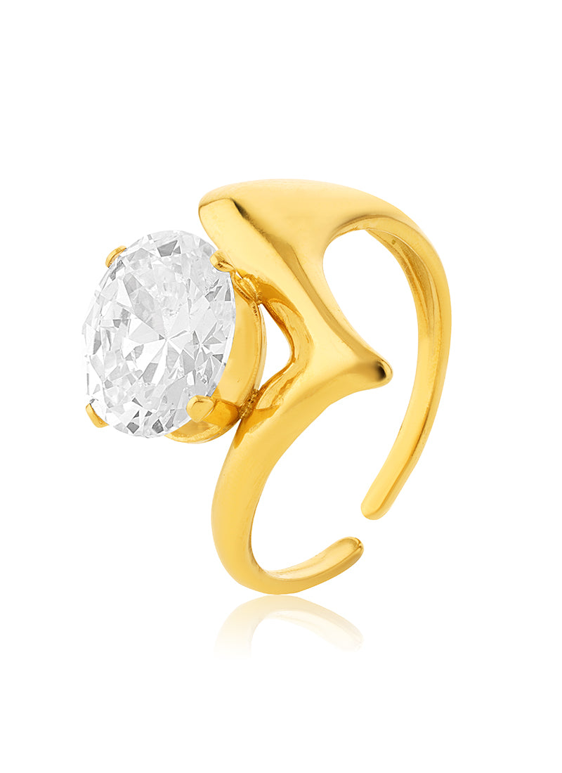 Radiant Fold Ring | 18k Gold Plated Solitaire Ring | Elra